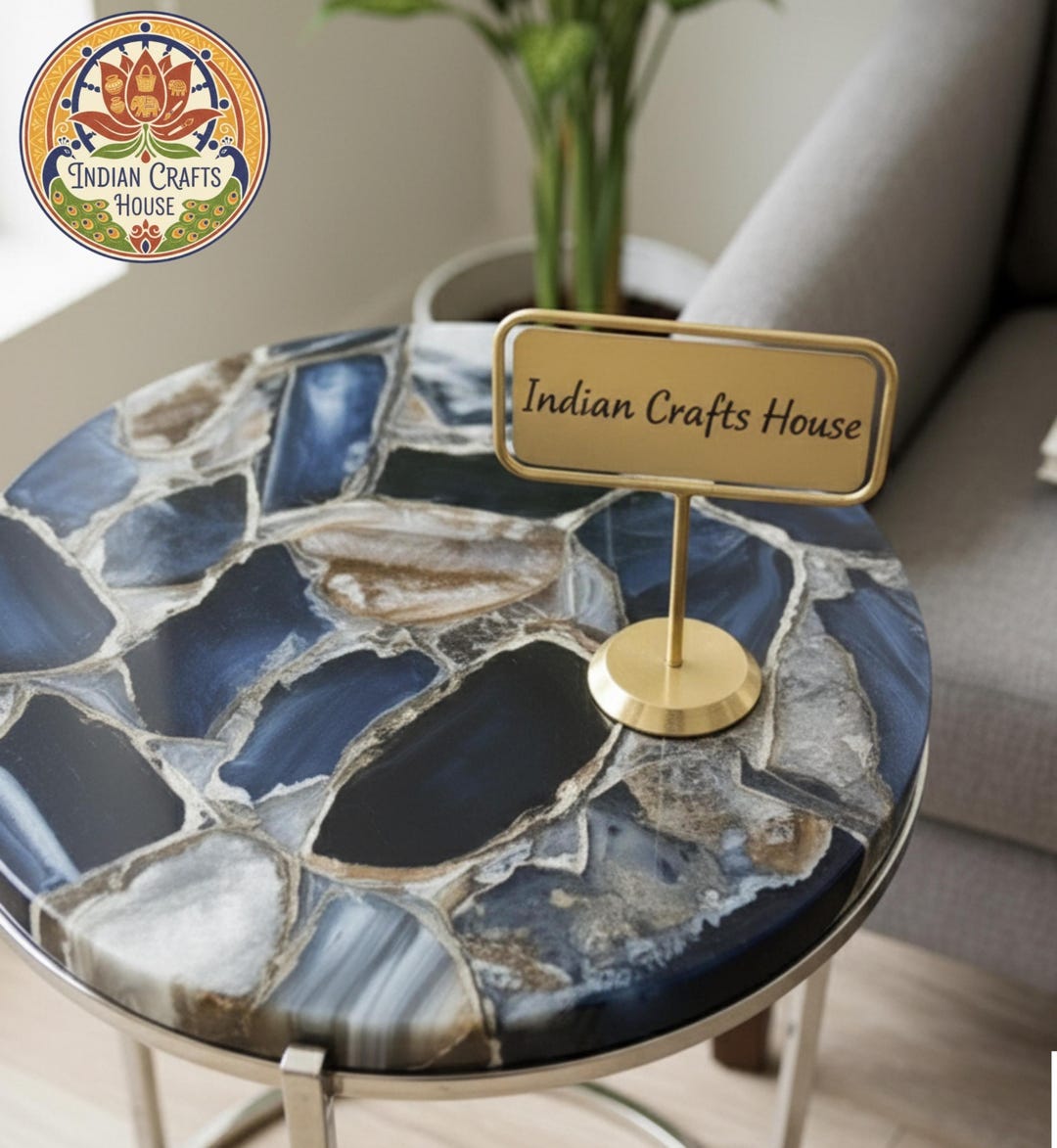 Regal and Bold Black/grey Natural Agate Table Top / Agate Stone ...