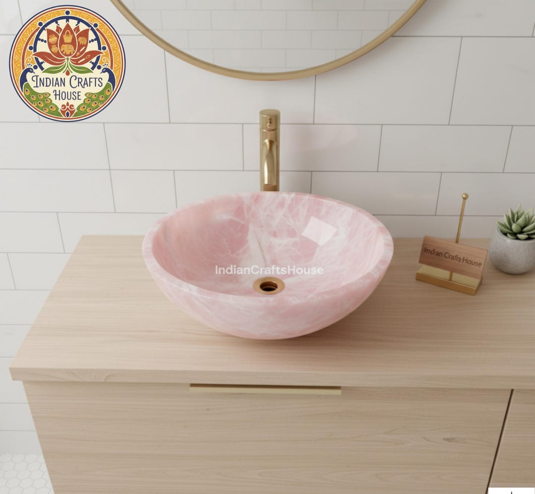 Rose Quartz Sink - Natural Stone Bathroom Basin / Healing Crystal ...