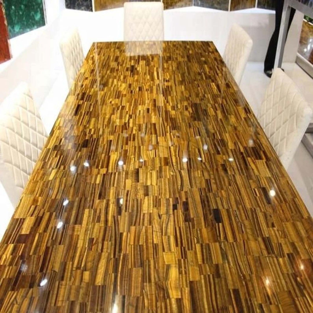 Tiger Eye Marble Dining Table Top Random Semi Precious - Etsy