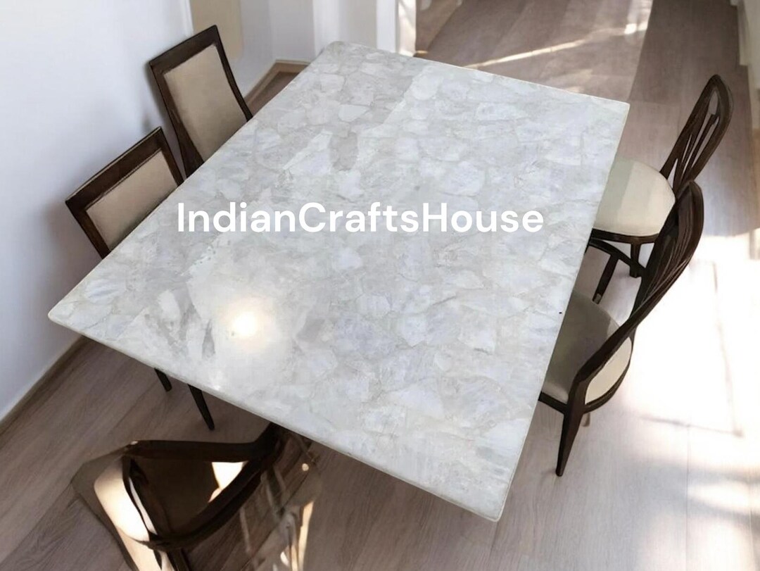 White Quartz Tabletop - Home Decor Kitchen Centerpiece - Unique Living ...
