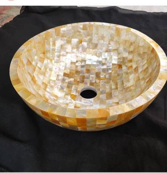 Round Marble MOP Sink / Wash Basin Semi Precious Stones - Etsy