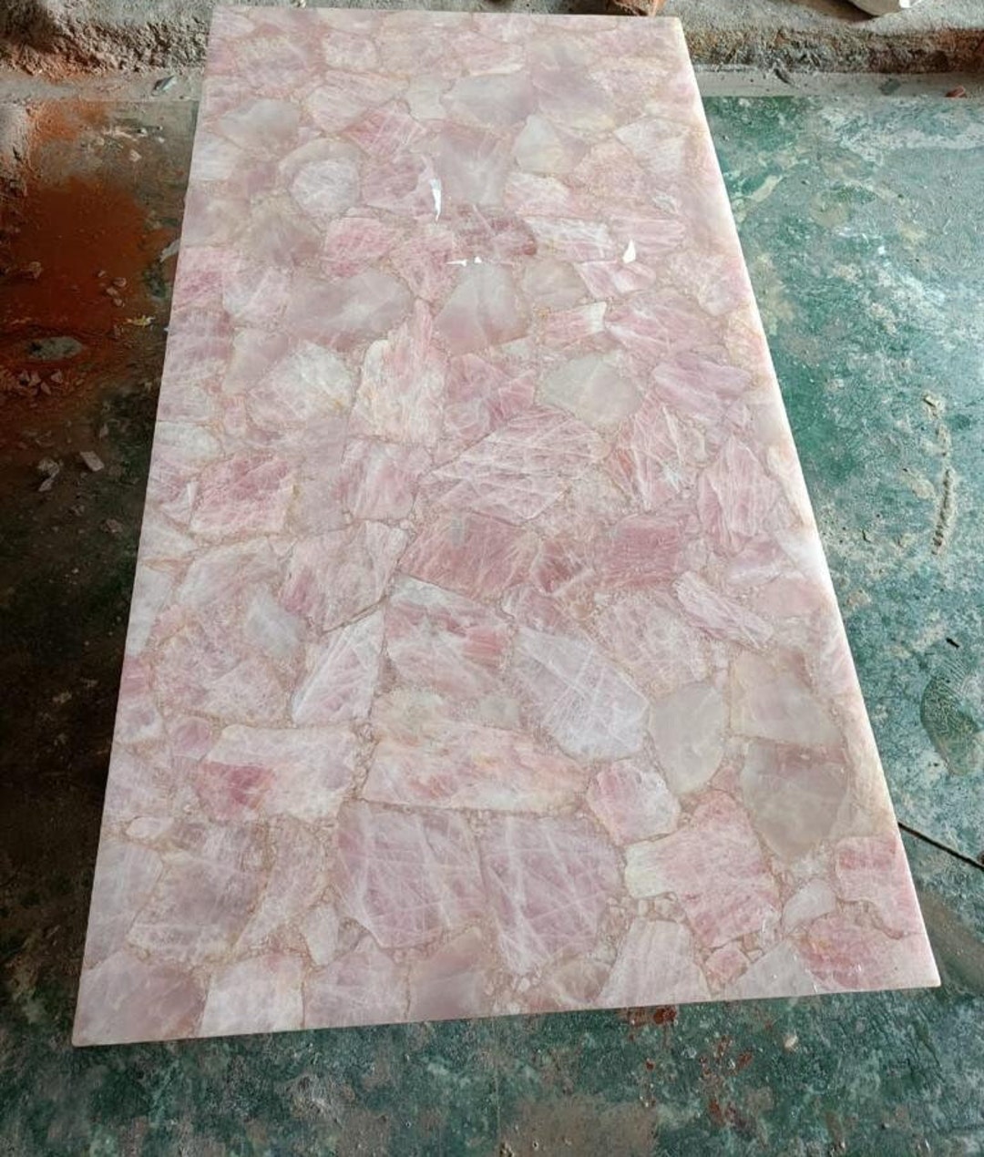 Rose Quartz Center Table Top / Pink Rose Quartz Stones Kitchen Counter ...