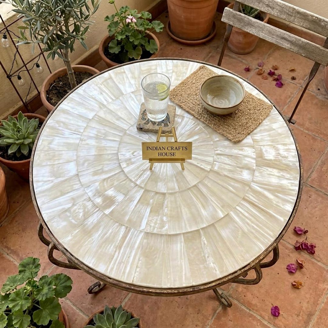 Selenite Round Coffee Table Top, Natural Crystal Resin Furniture Accent ...
