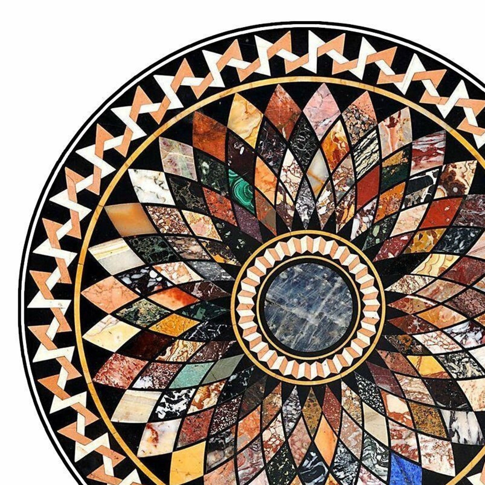 Round Marble Dining Table Top Semi Precious Stones Handmade - Etsy