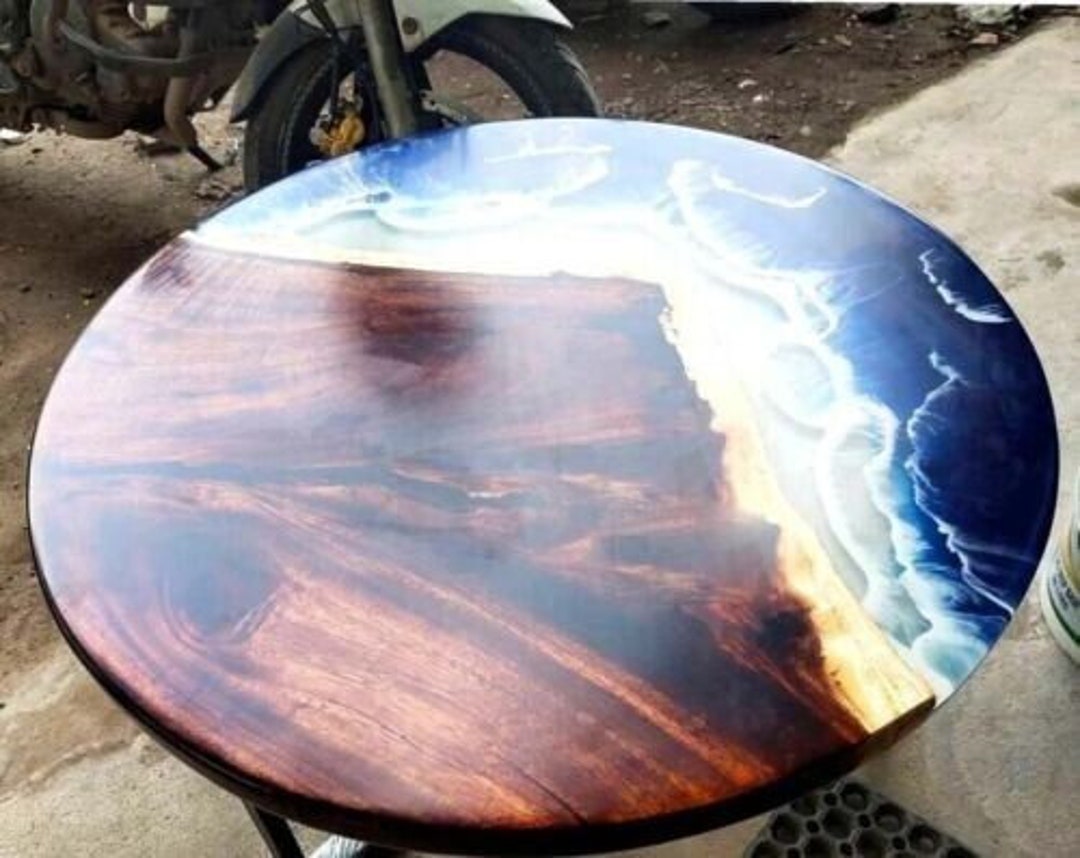 Round Epoxy Table Top , Epoxy Resin Ocean Table Top, Home Decor ...