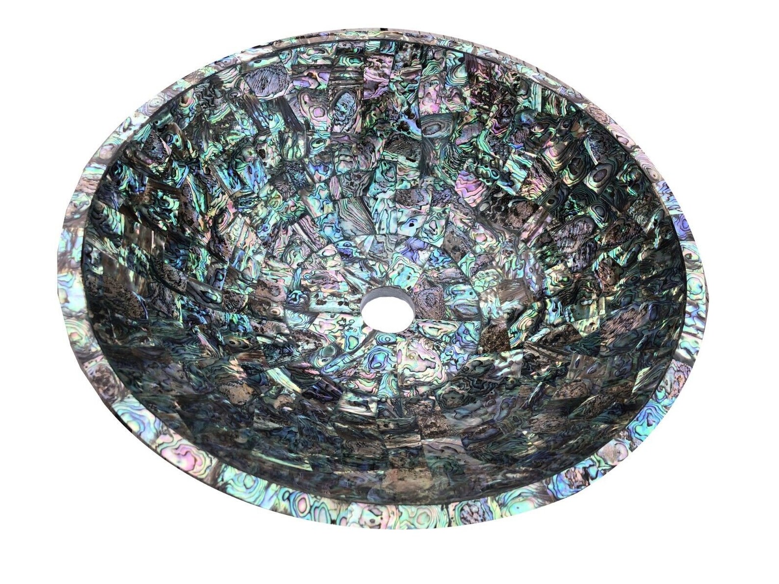 Marble Pauashell Wash Basin / Counter Top Sink / Round Handmade Random ...