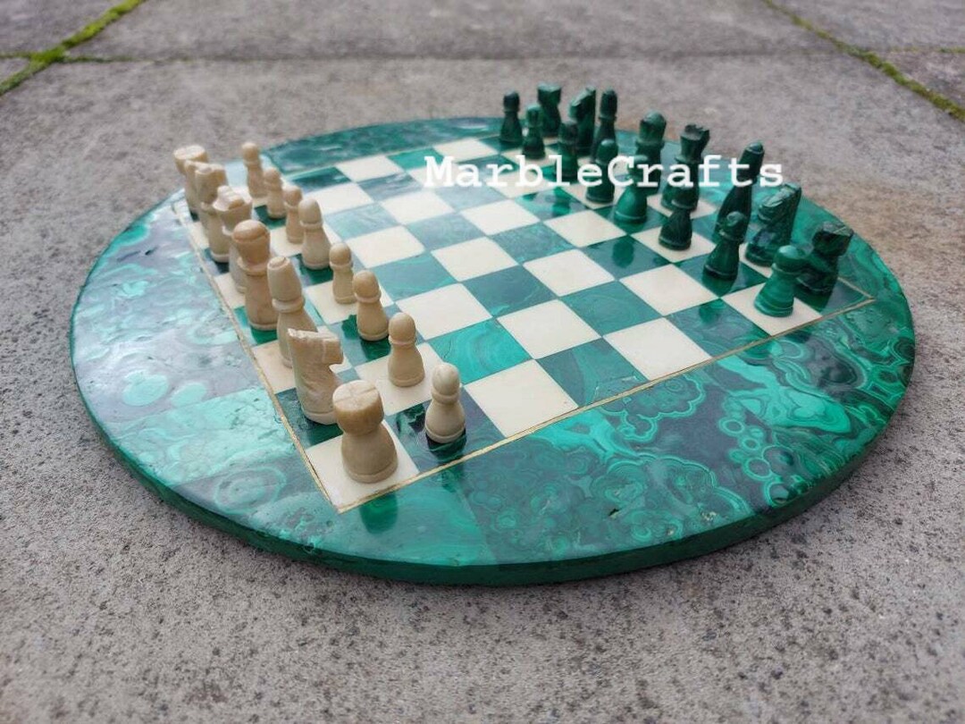 Malachite Marble Chess Board / Marble Handmade Malachite Chess Table ...