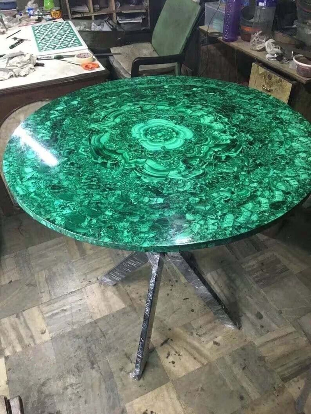 Malachite Stone Table Top Home Decor/ Malachite Coffee Table, Gemstone ...