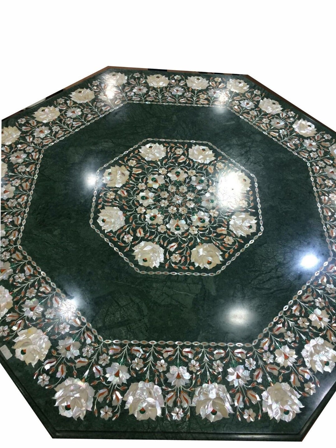 Green Marble Coffee Table Top / Marble Dining Table Top / Marble Semi ...