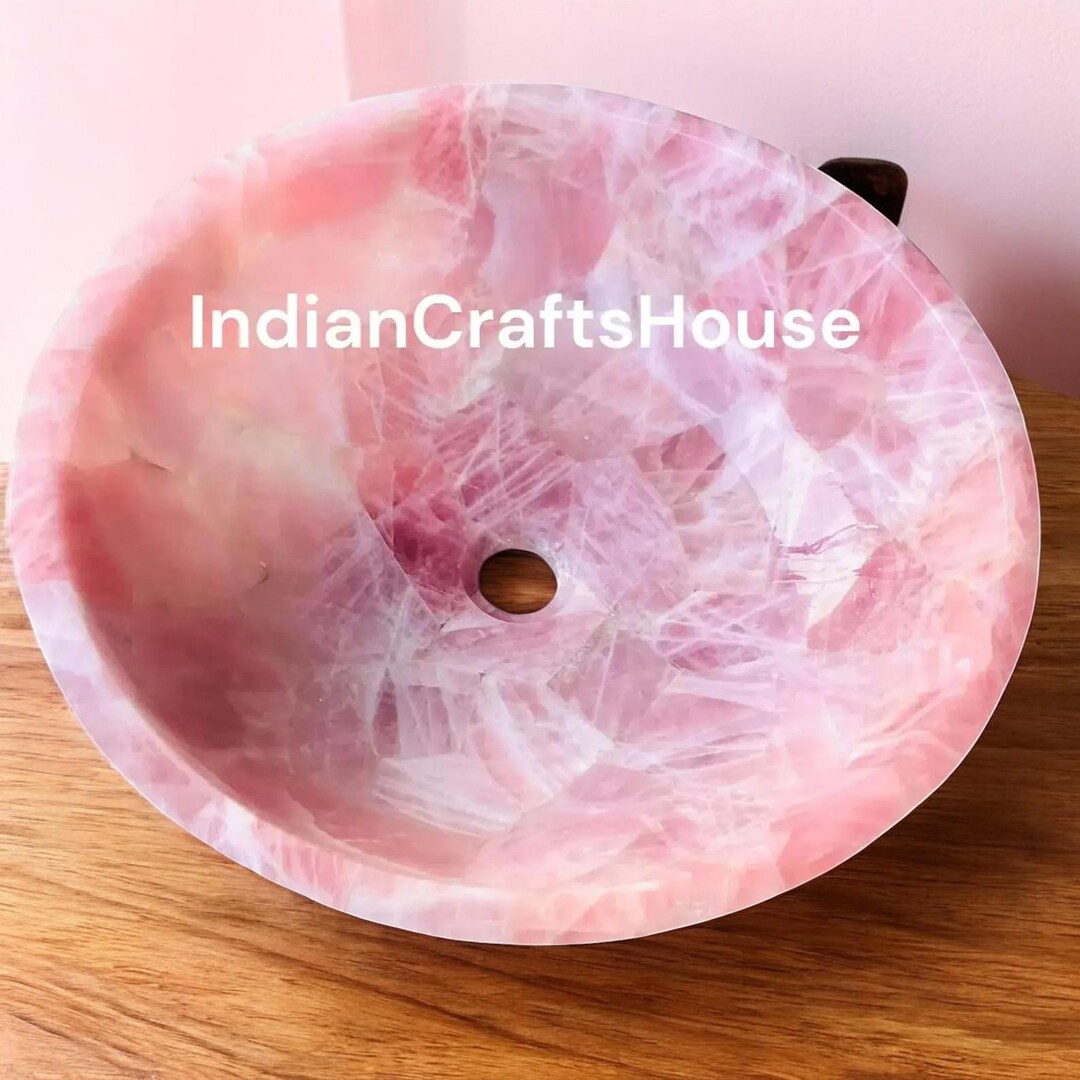 Rose Quartz Sink - Natural Stone Bathroom Basin / Healing Crystal ...