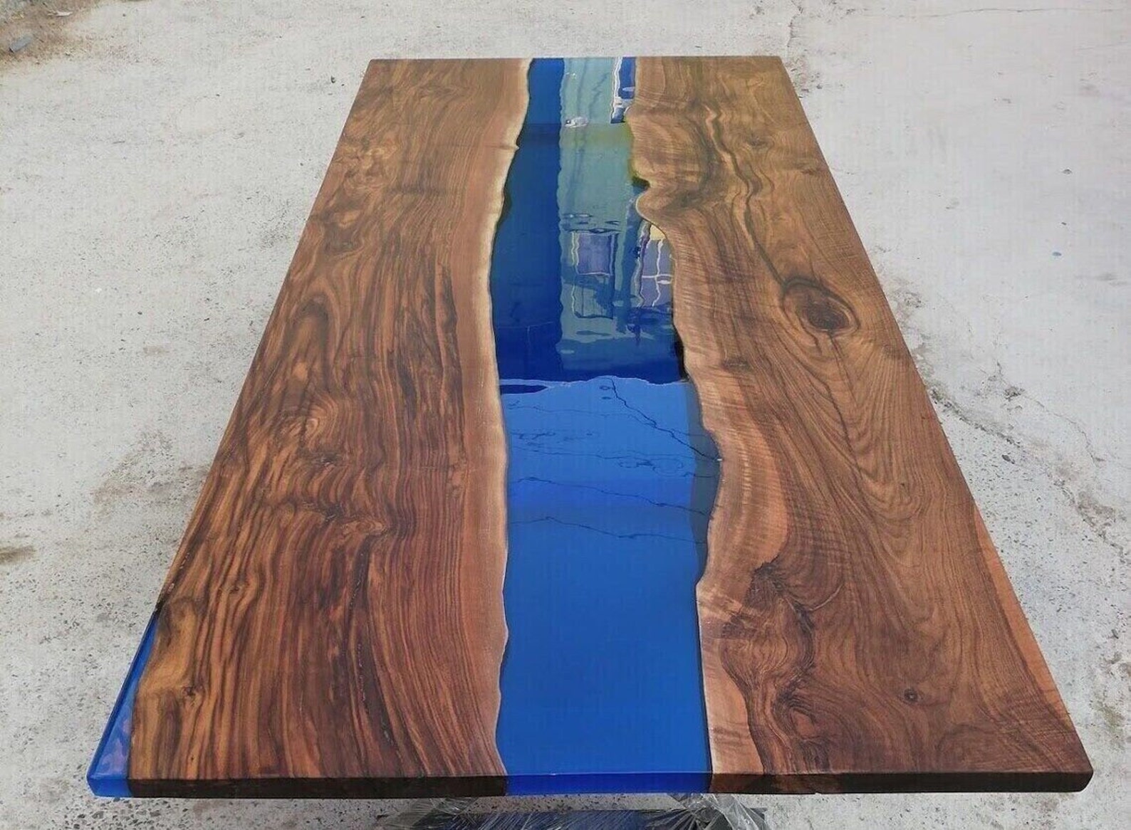 Epoxy Blue Resin Table , Handmade Epoxy Wood Center Table, Wood and ...