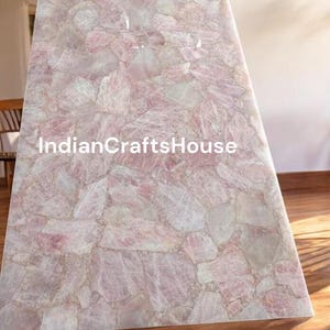 Rose Quartz Dining Tabletop, Elegant Pink Stone Surface for Home ...