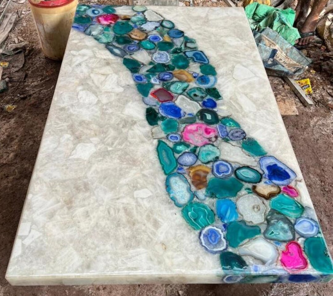 Mix Agate Table Top / Agate Kitchen Counter Top / Agate Stones Counter Home Office Decor - Etsy