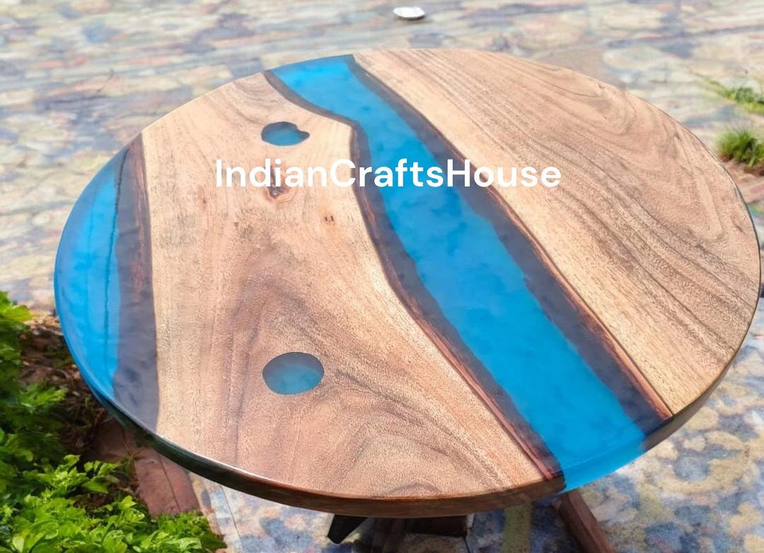 Epoxy Resin Round Coffee Table - Unique Epoxy Resin Center Table for ...