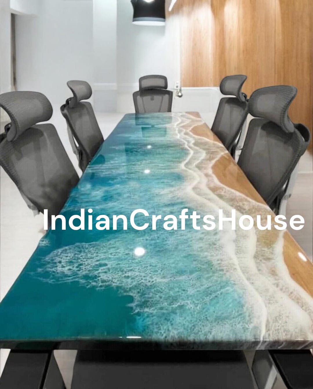 Epoxy and Wood Table Top, Dining, Office Meeting Table Top Ocean Epoxy ...