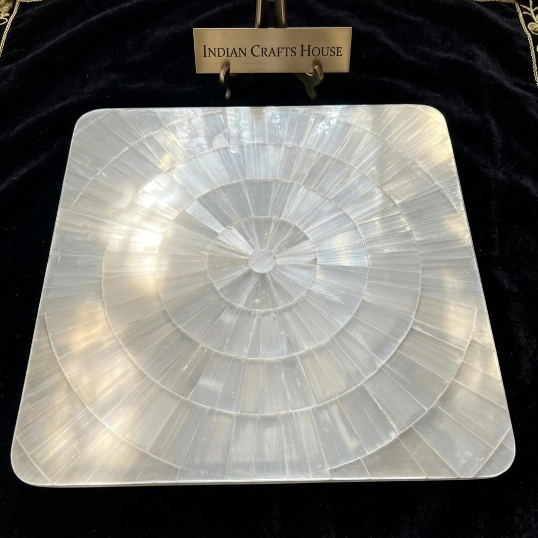 Handmade Selenite Coffee Table Top, Natural Crystal Boho Accent ...