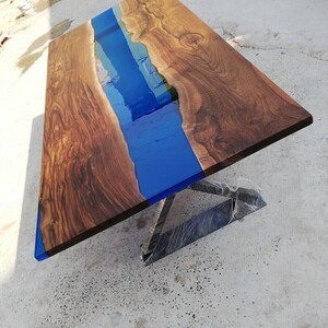Epoxy Blue Resin Table , Handmade Epoxy Wood Center Table, Wood and ...