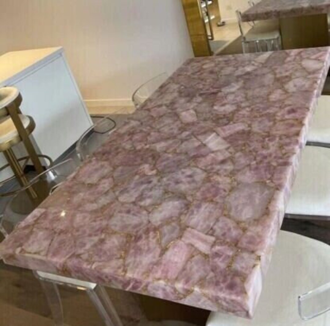 Rose Quartz Table Top, Vanity Top, Natural Handmade Rose Quartz Kitchen ...