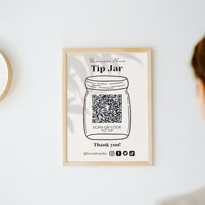 Printable Tip Jar | Accept Pay Using QR Code Sign | QR Code Sign ...