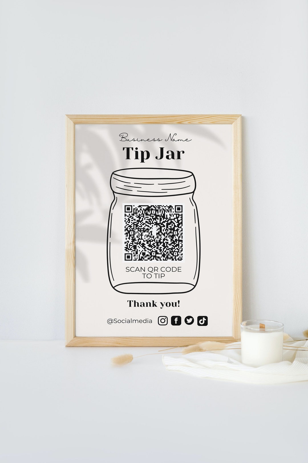Printable Tip Jar | Accept Pay Using QR Code Sign | QR Code Sign ...