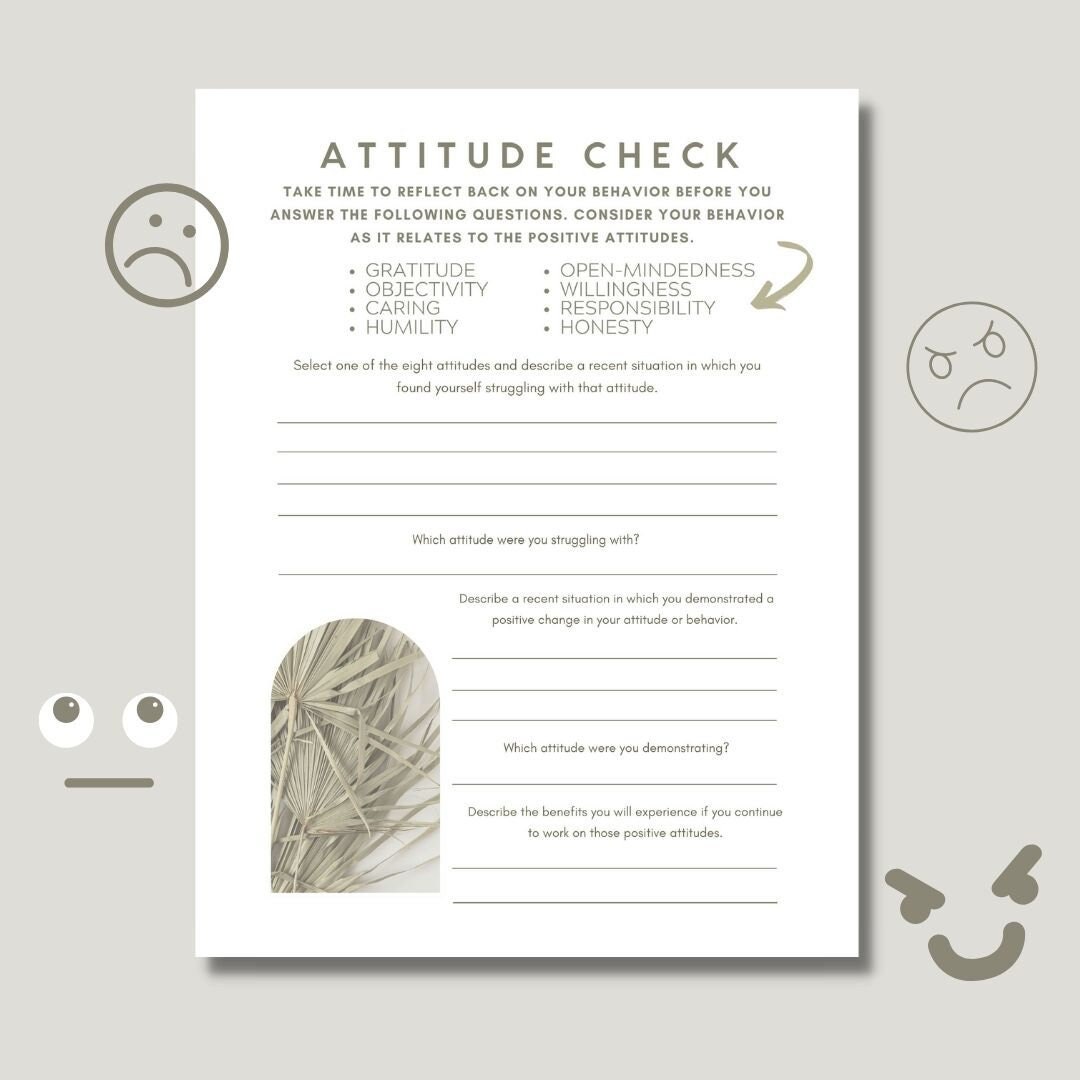 Attitude Check Printable Downloadable PDF Instant Download Positive ...