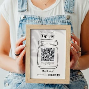 Printable Tip Jar | Accept Pay Using QR Code Sign | QR Code Sign ...