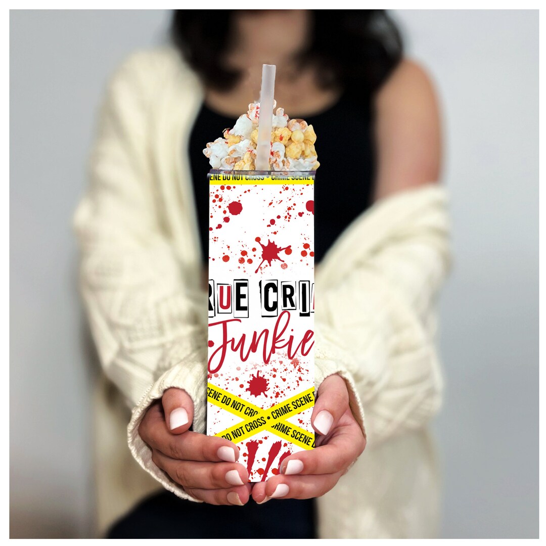 Crime Show Tumblers With Bloody Popcorn Topper, 20 Ounce Skinny ...