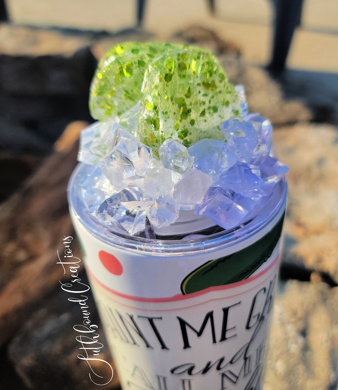 20 Ounce Pickle Themed Tumblers With Pickle Ice Toppers, Personalizable ...