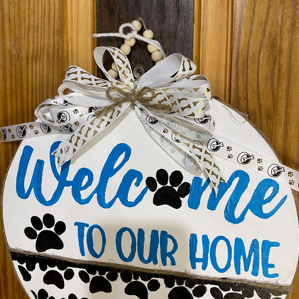 Welcome Paw Sign, Welcome Sign, Paw Print Sign, Wall Decor, Wall ...