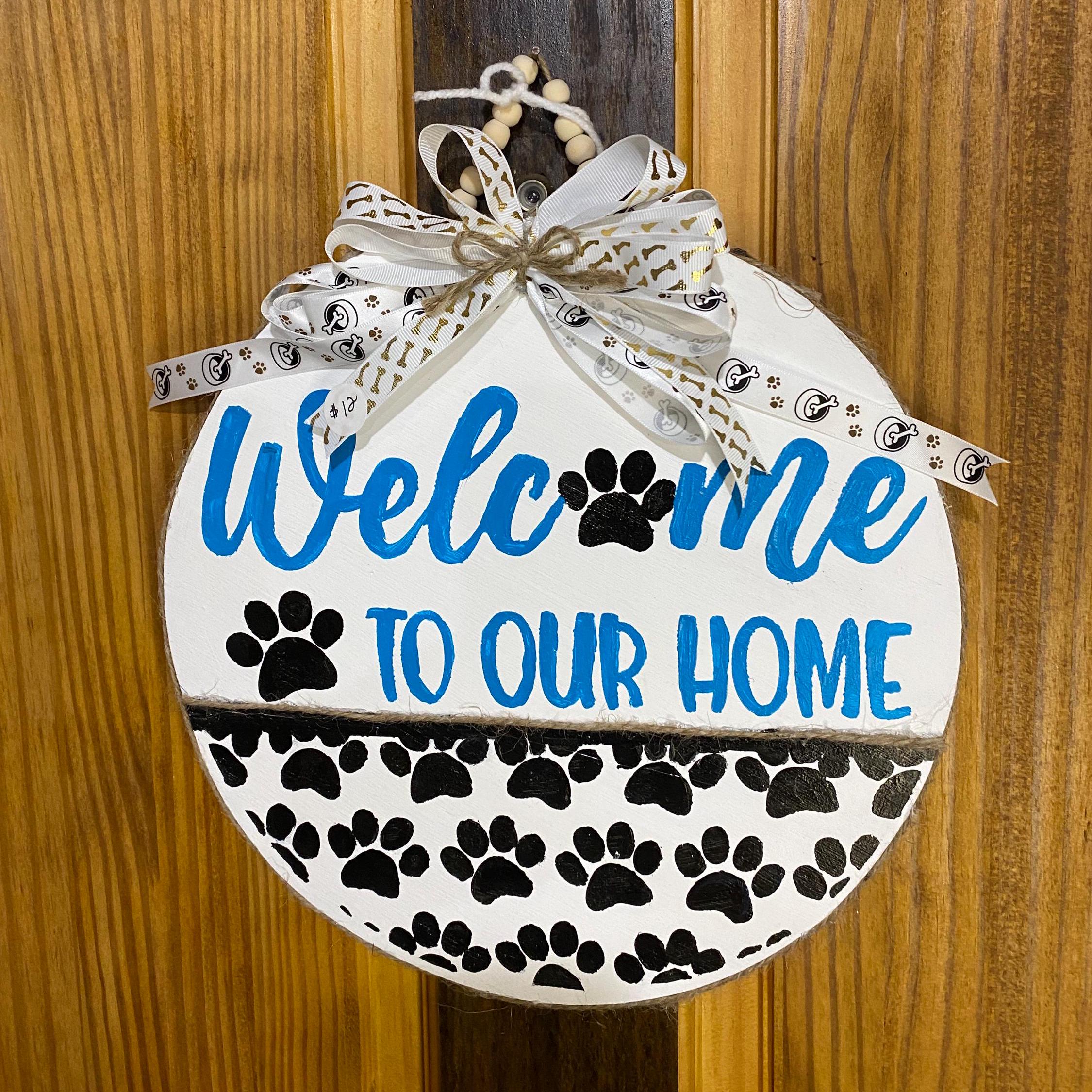 Welcome Paw Sign, Welcome Sign, Paw Print Sign, Wall Decor, Wall ...