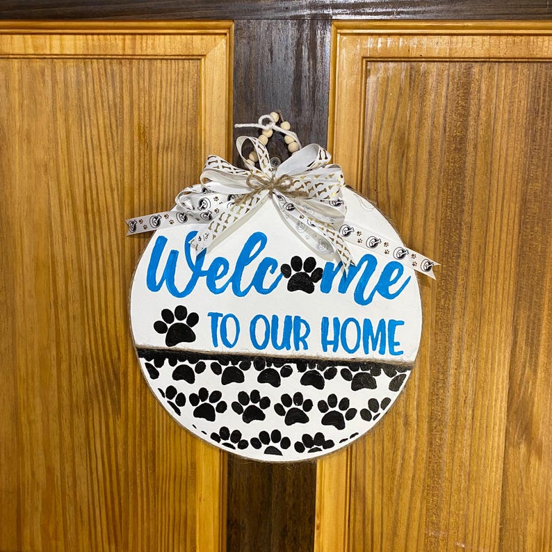 Welcome Paw Sign, Welcome Sign, Paw Print Sign, Wall Decor, Wall ...