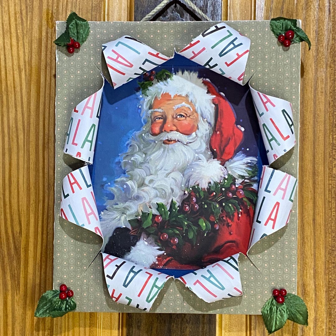 Santa Busted Out Canvas, Santa Wall Hanging, Santa Decor, Wall Decor ...