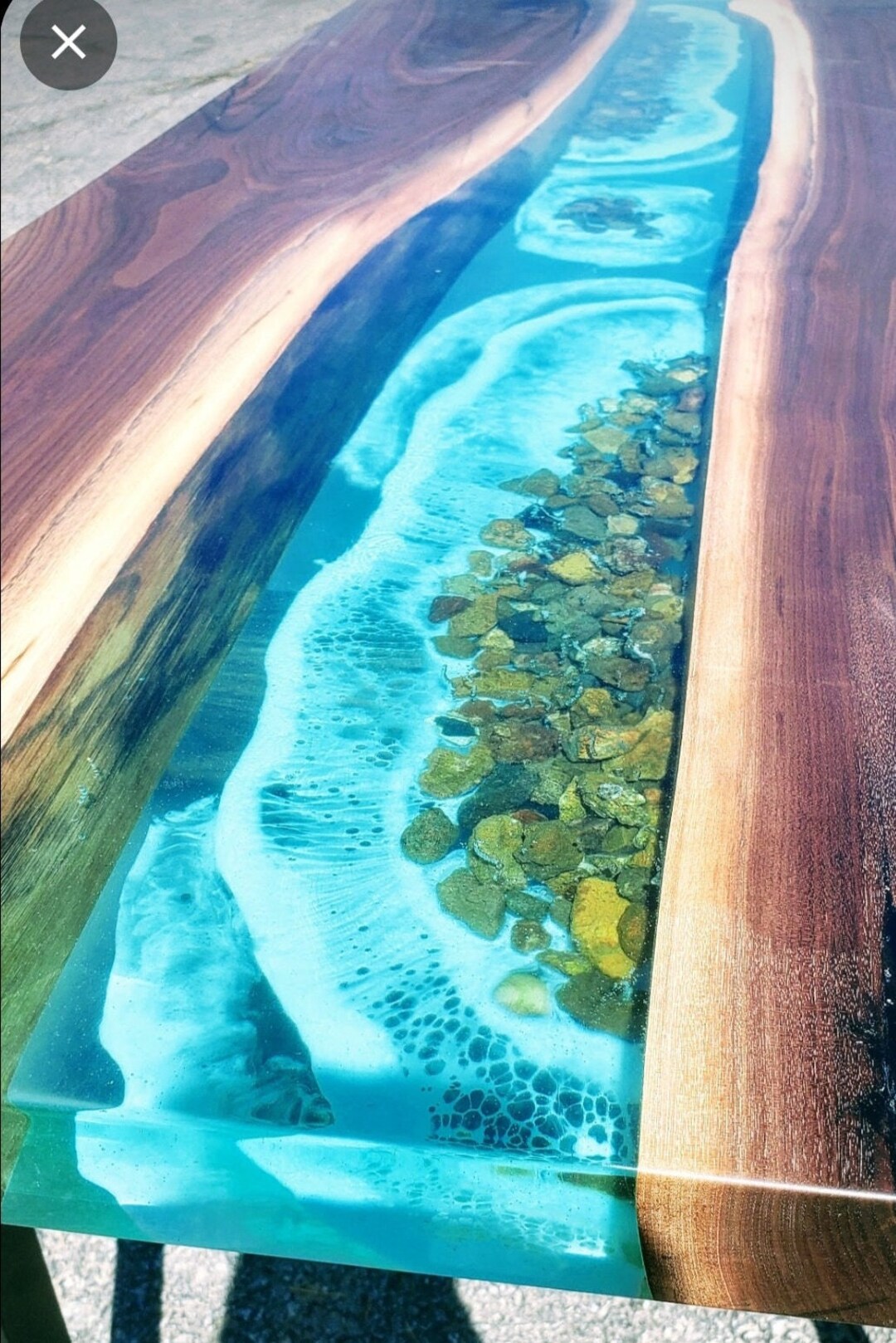 USA- Walnut Blue White Capped Ocean Waves Tables. Shells Plants ...