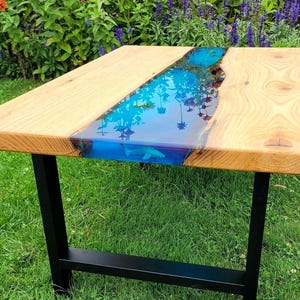 Usa-white Oak SHARK Blue Ocean Tables. Shells Plants,starfish, Sand and ...