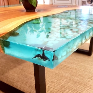 Usa-white Oak SHARK Blue Ocean Tables. Shells Plants,starfish, Sand and ...