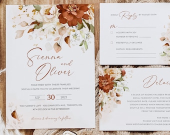 Terracotta Wedding Invitation Suite, Rust Wedding, Burnt Orange Invites ...