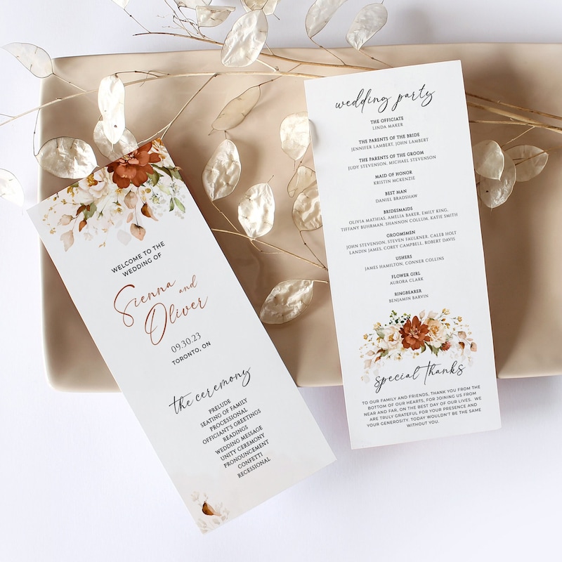 Fall Wedding Program - Etsy