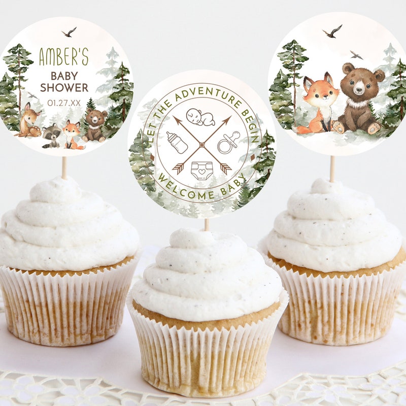 Woodland Cupcake Toppers - Etsy