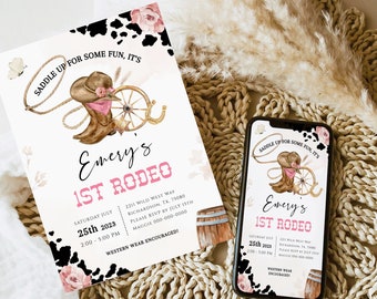 FIRST RODEO Invitation Template, Printable Wild West Birthday Invite ...
