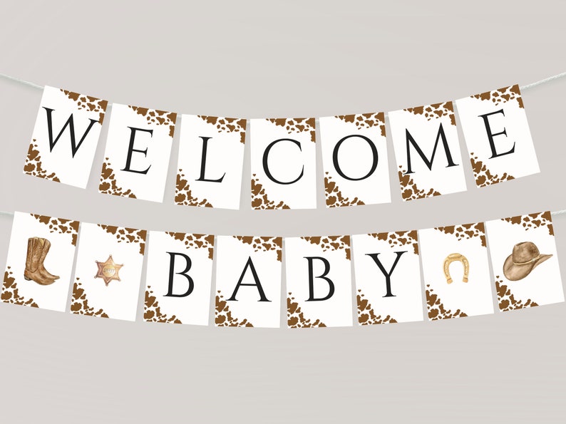 LITTLE COWBOY Baby Shower Banner | Wild West Baby Shower Backdrop Name ...