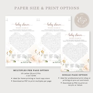 Baby in Bloom Baby Shower Word Search, Garden Baby Shower Word Search ...
