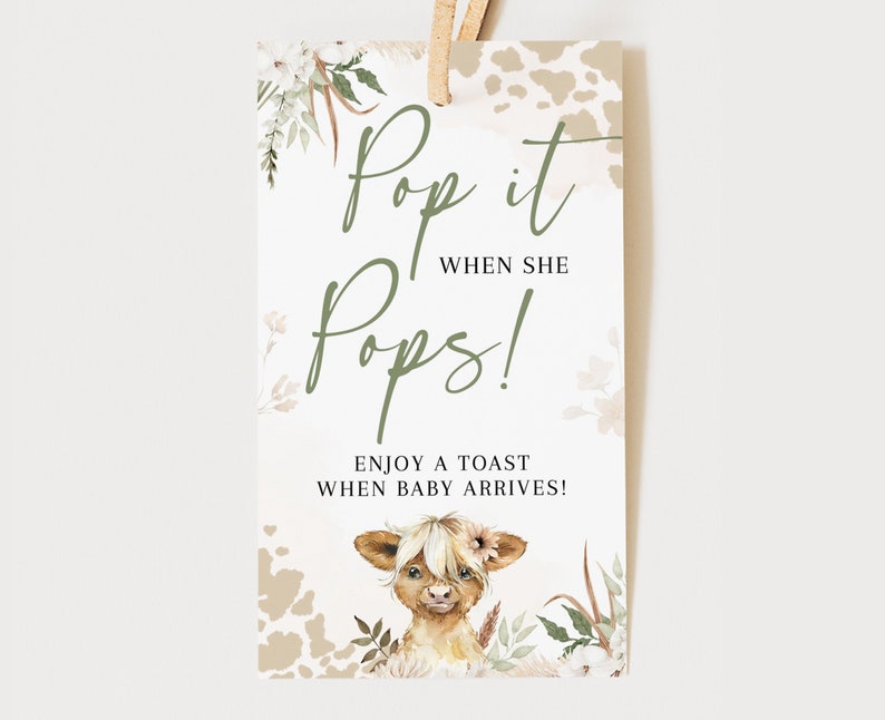 Pop It When She Pops Highland Cow Baby Shower Mini Bottle - Etsy