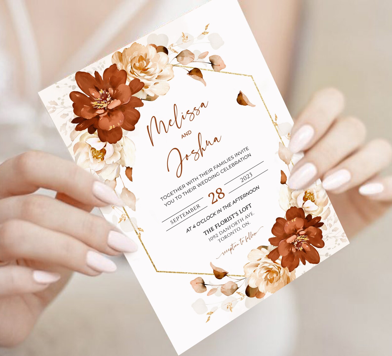 Burnt Orange Wedding Invitation Template Set Terracotta - Etsy