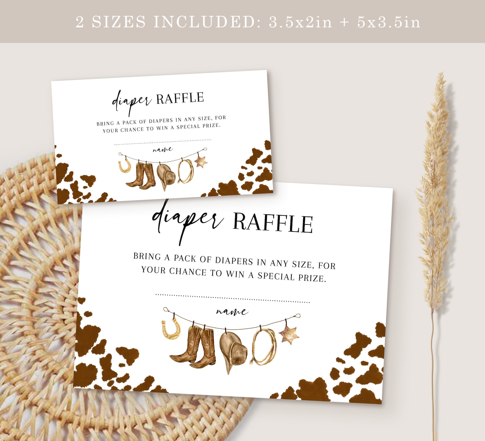 LITTLE COWBOY - Editable Baby Shower Invitation Template Set ...