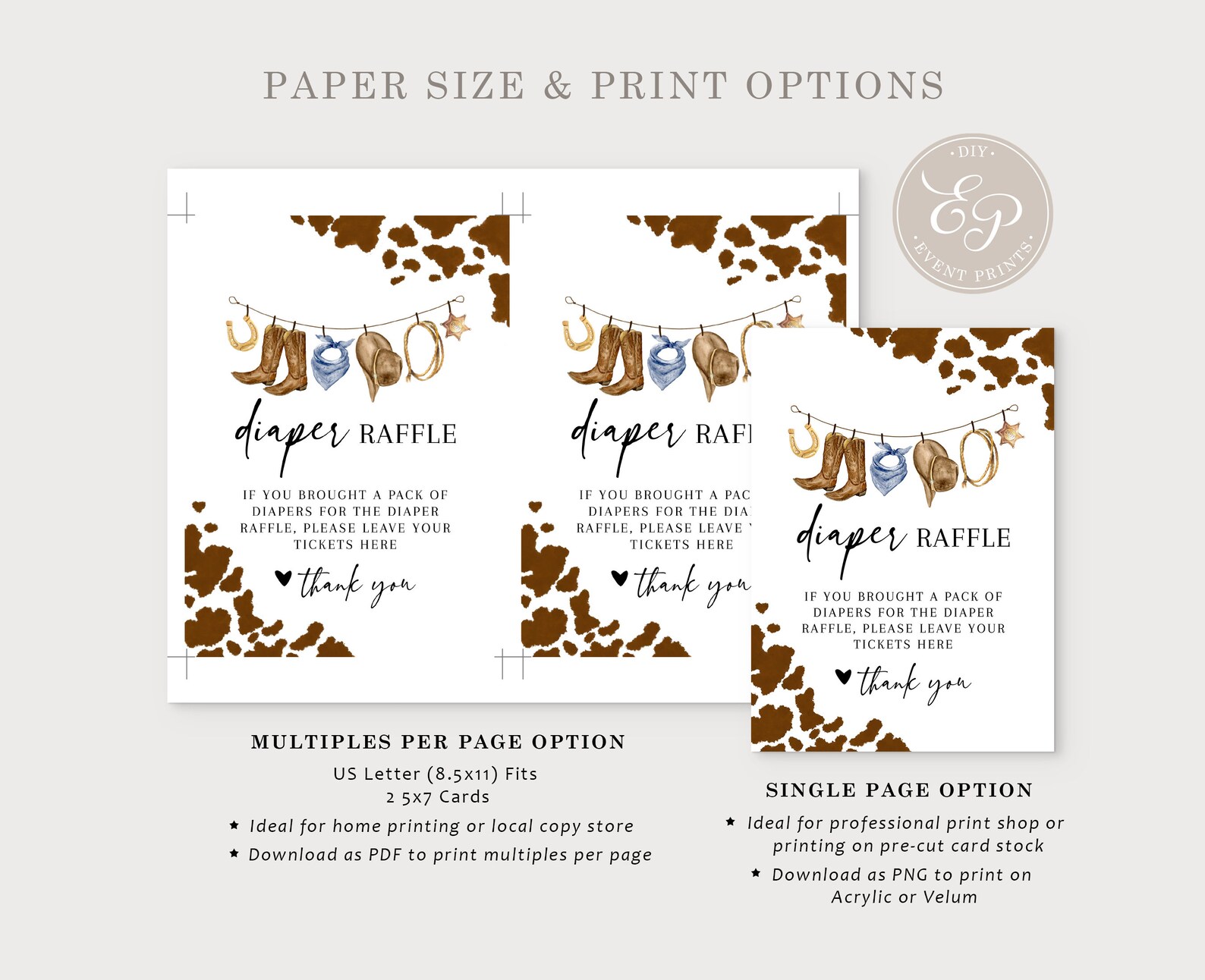 LITTLE COWBOY Diaper Raffle Sign, Diaper Raffle Ticket Sign, Western ...