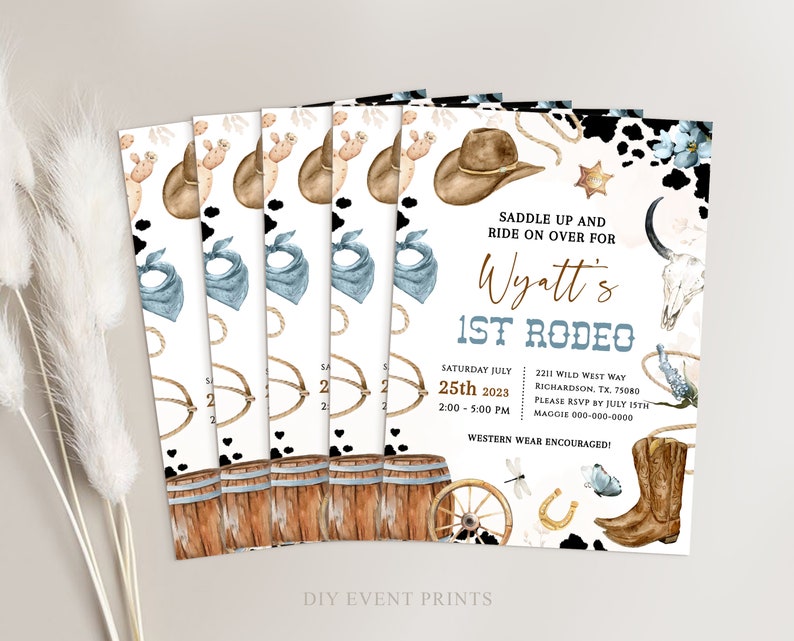 FIRST RODEO Invitation Template Printable Wild West Birthday - Etsy
