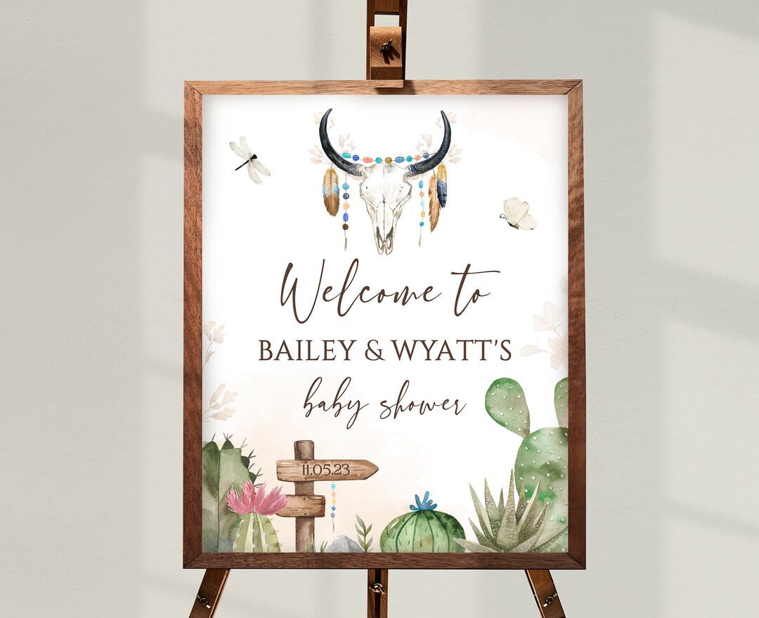 WESTERN Baby Shower Welcome Sign, Printable Wild West Cowboy Baby ...