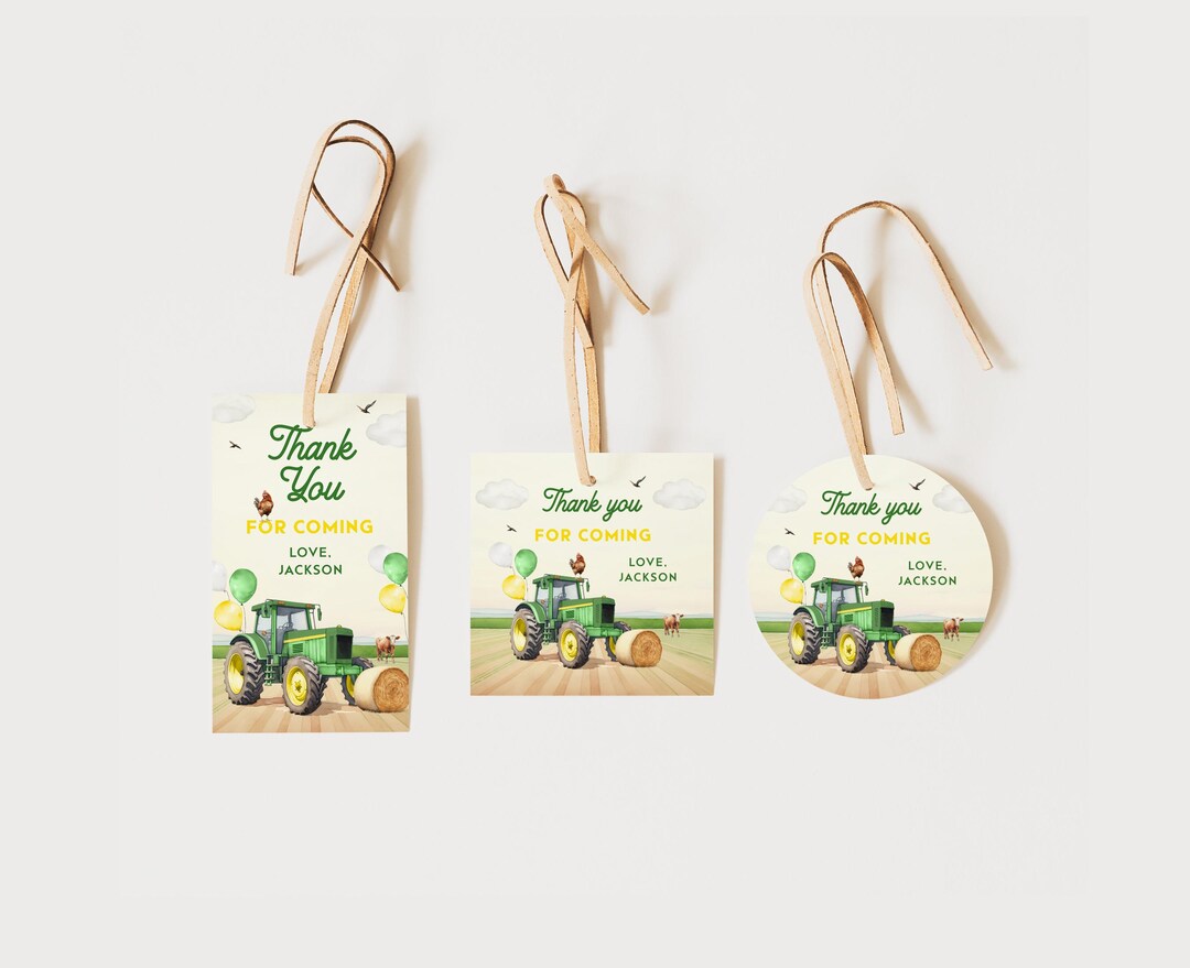 TRACTOR Birthday Favor Tags, Farm Birthday Thank You Tags, Barnyard ...