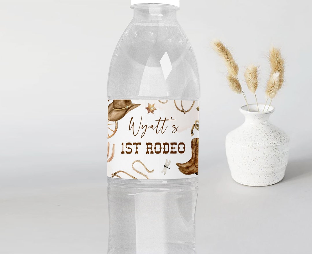 My FIRST RODEO Water Bottle Labels Template, Western Cowboy Custom ...
