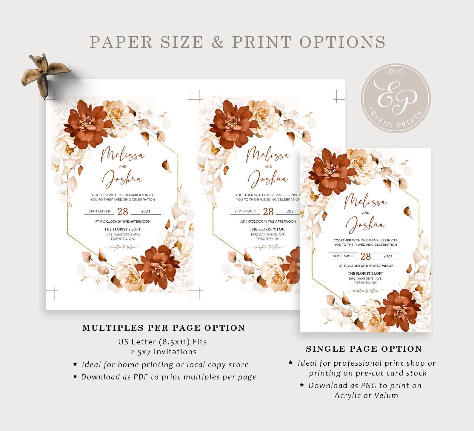 Terracotta Wedding Invitation Suite Rust Wedding Burnt - Etsy